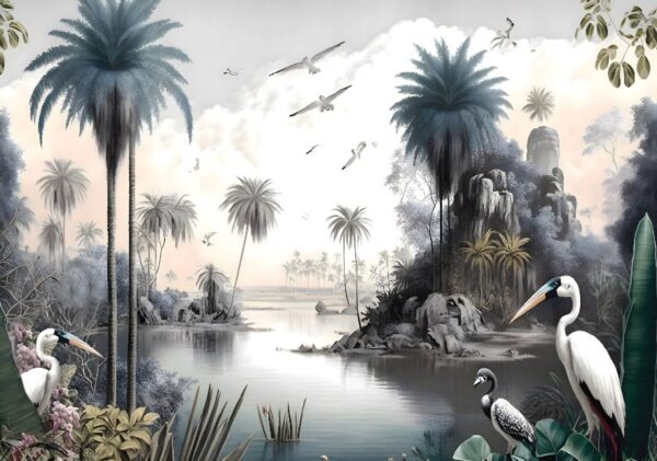 Mural Birds of the Oasis » Wallpaper Online Canada