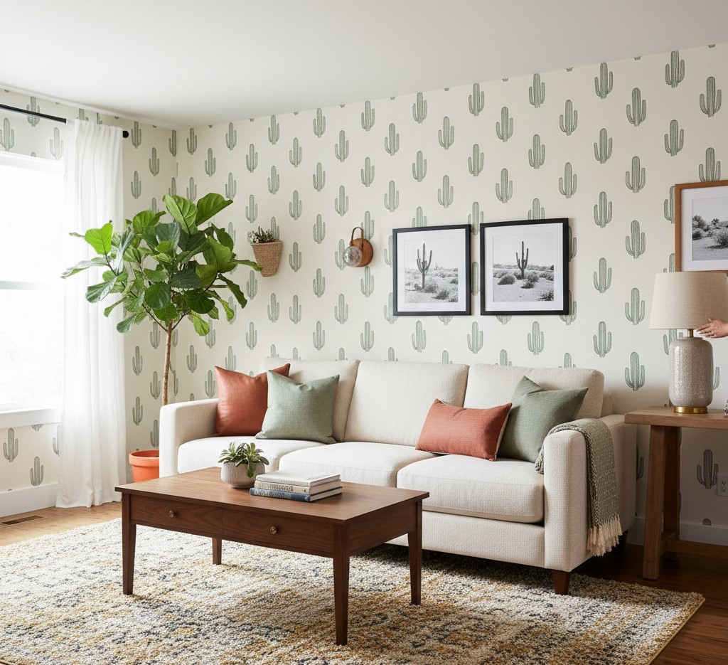 Sage Cactus Wallpaper » Wallpaper Online Canada